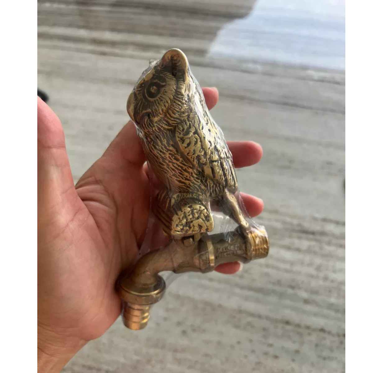 Vintage Brass Basin Sink Faucet Tap Water Squirrels, sparrows, owls ...