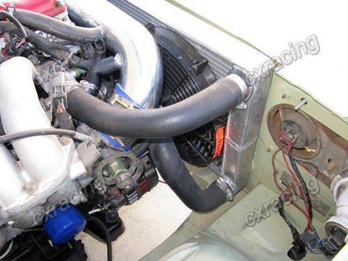 CXRacing Aluminum Cooler Radiator + 12" fans For DATSUN 510 KA24DE Swap ...