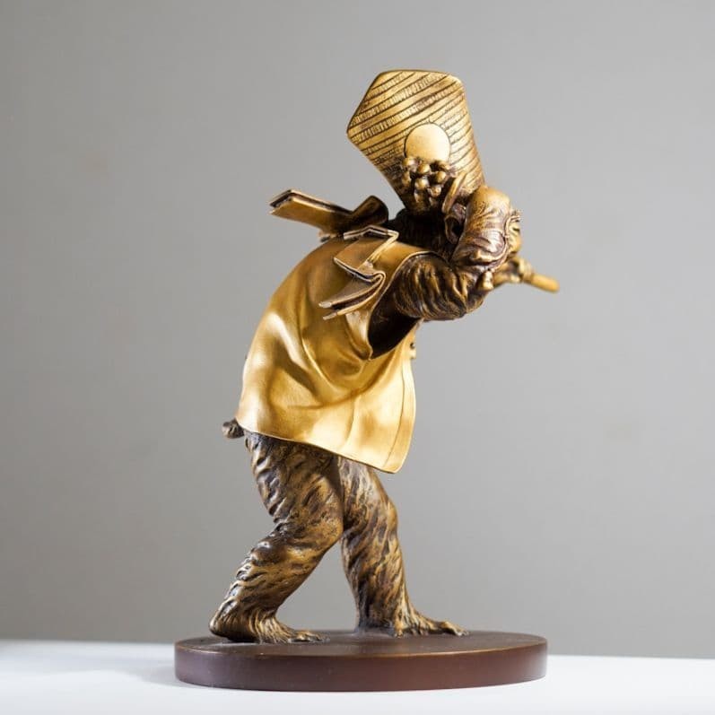 Monkey KIMONO Noh Performer Bronze Statue 11 in Japanese Metalwork ...