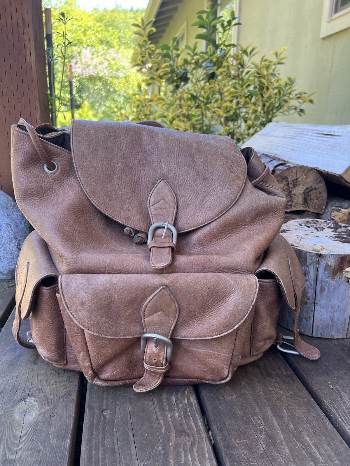 VINTAGE SIMON LEATHER DAY BACKPACK BROWN - Gem