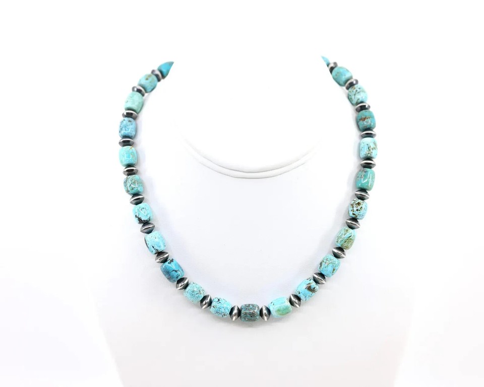 Arizona Turquoise & Silver Navajo Pearl Necklace, Southwestern Artisan ...