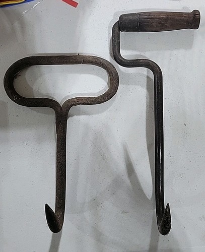 Lot of 2 Antique Forged, Meat, Hay, Ice Hook - Hay Bale Farm Tool ...