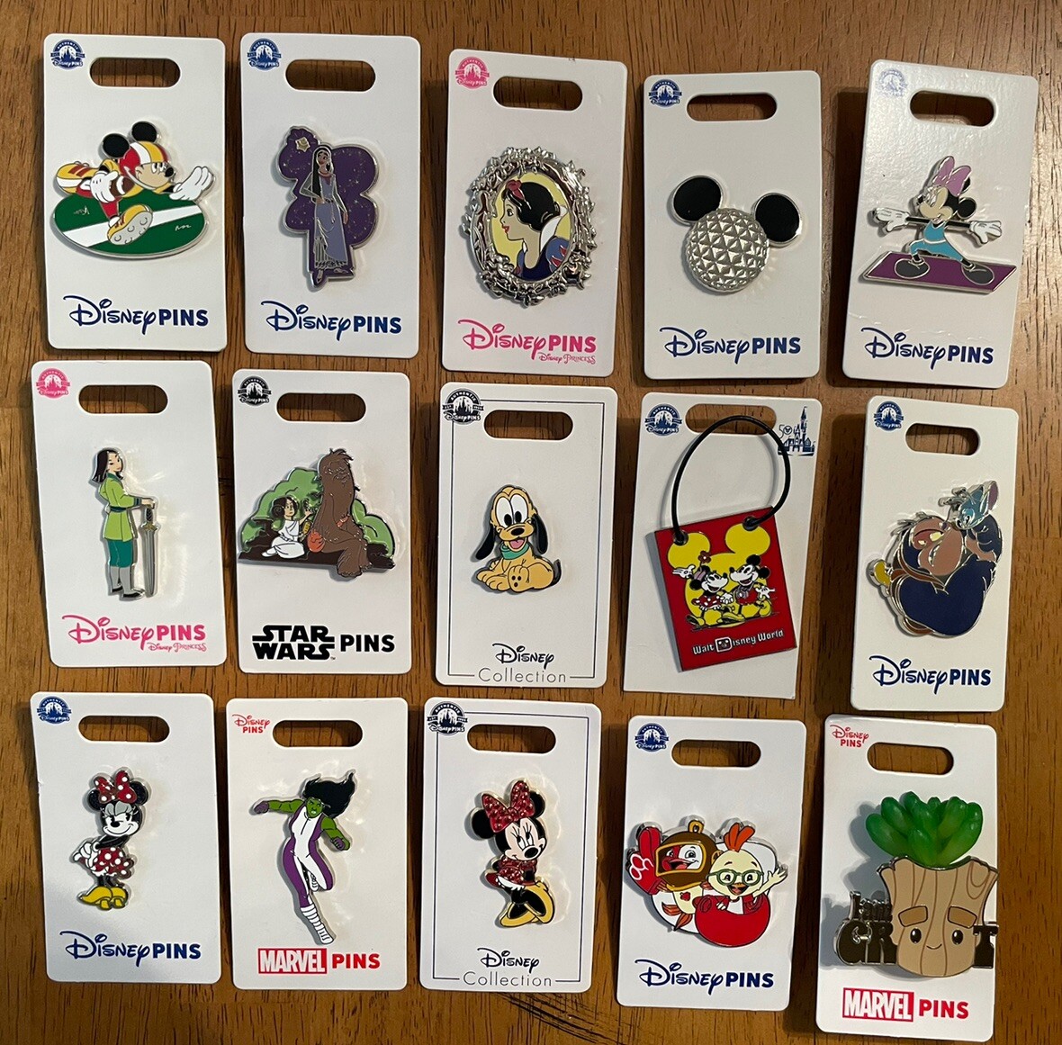 15 Disney Carded Rack Pins - Authentic Bulk Lot -No Duplicates - Lot ...