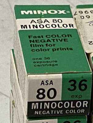 ONE ( 1 ) ROLL SEALED MINOX MINOCOLOR NEGATIVE COLOR FILM ASA 80 EXP ...