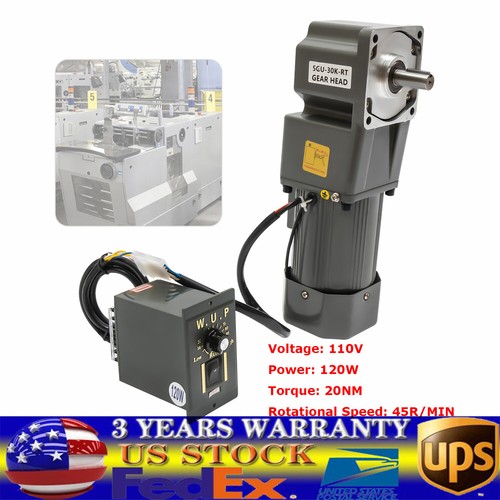 110V AC Gear Motor Electric Reversible Speed Reduction Motor 45R/MIN 1: ...