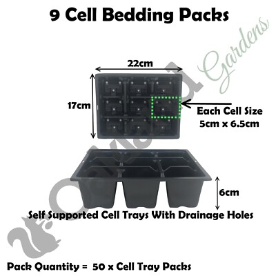 9 Cell Bedding Pack Plug Plant Half Size Seed Multi Trays With Holes ...