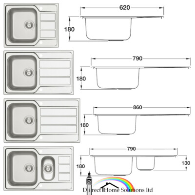 Pyramis Athena Sink Single / 1.5 Bowl With Drainer Kitchen Sinks ...
