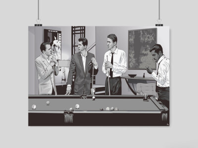 THE RAT PACK CARTOON POSTER SNOOKER VINTAGE POOL A3 A4 SIZE | eBay UK
