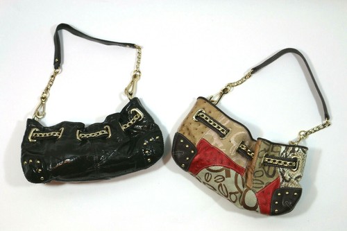 Set of TWO BEBE Purses Handbags Small Patent Leather Beige Chain Logo ...