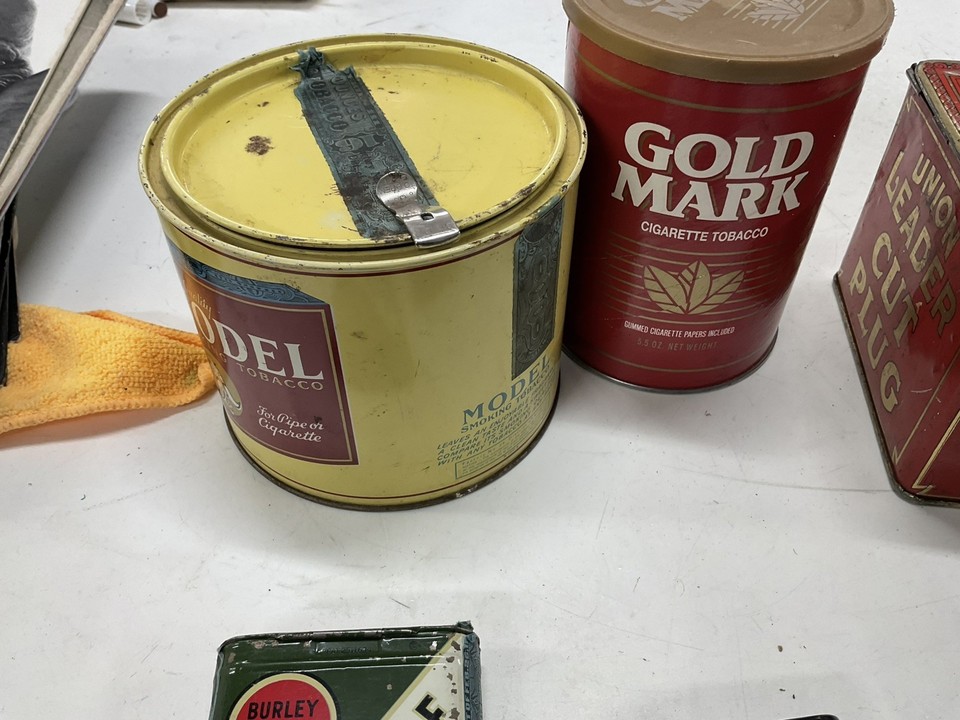 Lot (6) Tobacco Tin Containers Vintage Union Leader Bugler Half Model ...