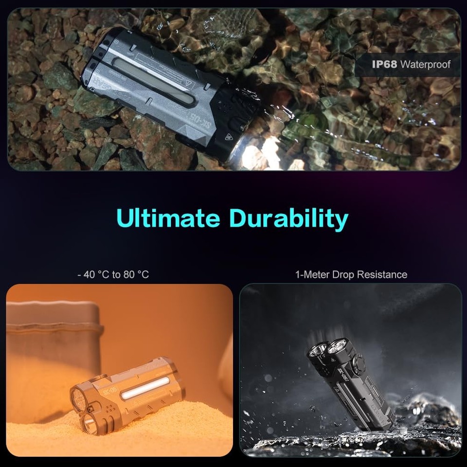 SK05 Pro Flat LED Flashlight with 8000mAh Power Bank, Sidelight ...