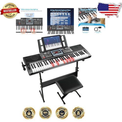 61-Key Electric Keyboard with Built-in Speakers & Lighted Keys - Music ...