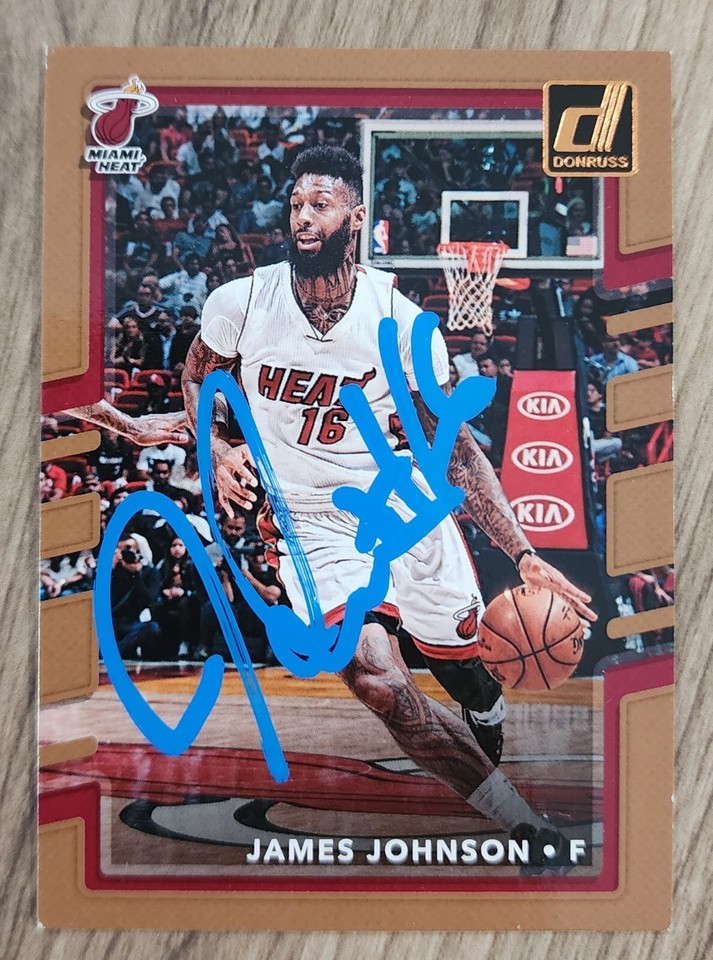 James Johnson Signed 2017-18 Donruss NBA Card #77 Miami Heat Auto RAD ...