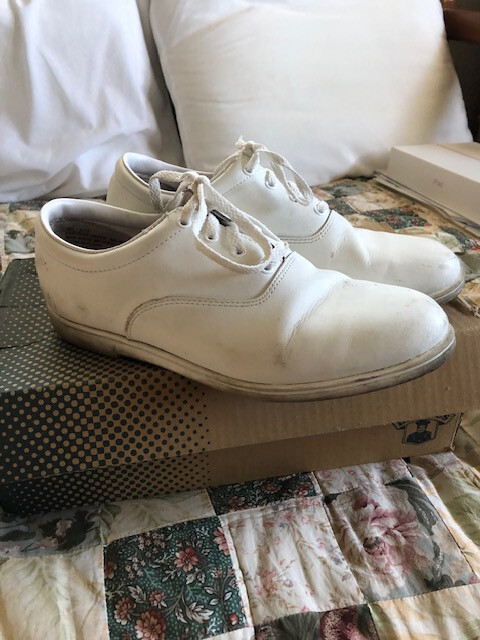DINKLES® Marching Shoes. Unisex M8, W10, White Leather - Gem