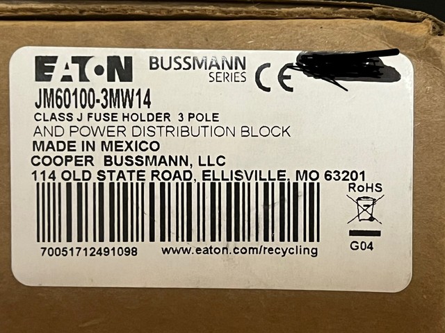 Fused Distribution Block 3PH 100A Max 1 In 4 Out (Bussmann JM60100 ...