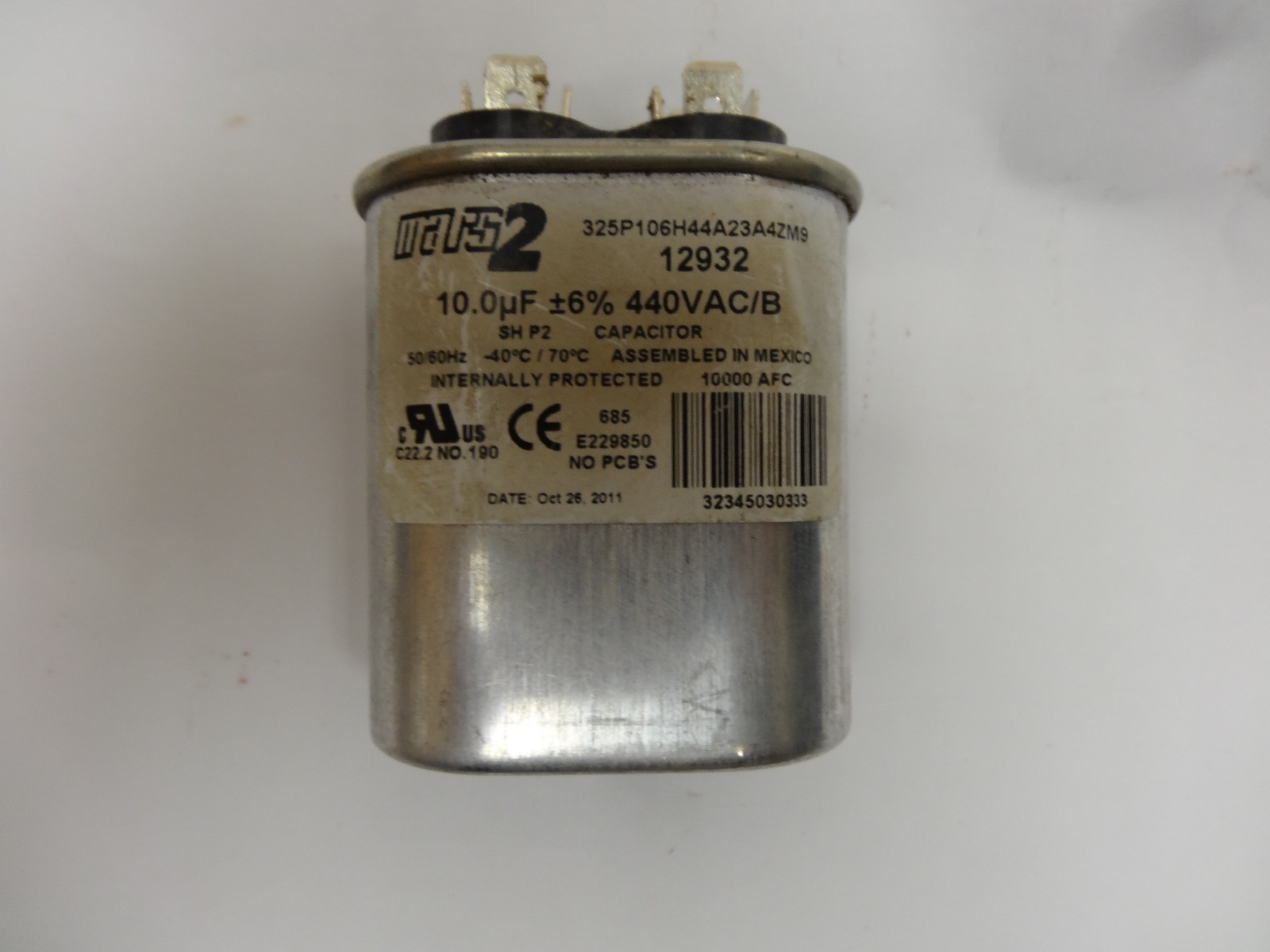 Mars 2 Capacitor 12932; 10.0uf; 440VAC/B; 50/60HZ----"USED" | eBay