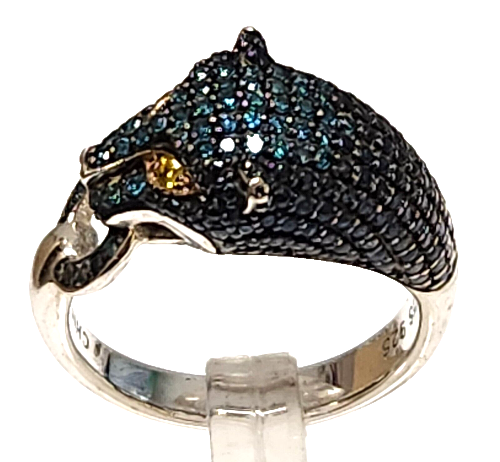 Affinity JS 925 Sterling Silver Blue Yellow Diamond Panther Jaguar Cat ...