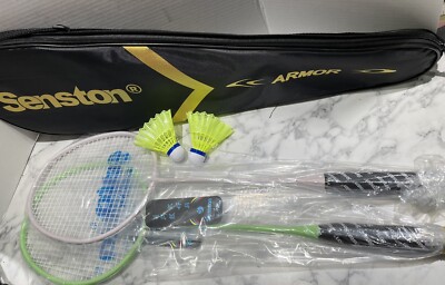 SENSTON 2 Player Badminton Racquets Set Double Rackets Carbon Shaft ...