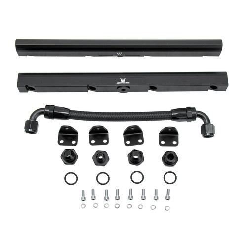 LS1/ LS6 -6AN High Flow Fuel Rails w/ Fittings + Crossover Hose BLACK ...
