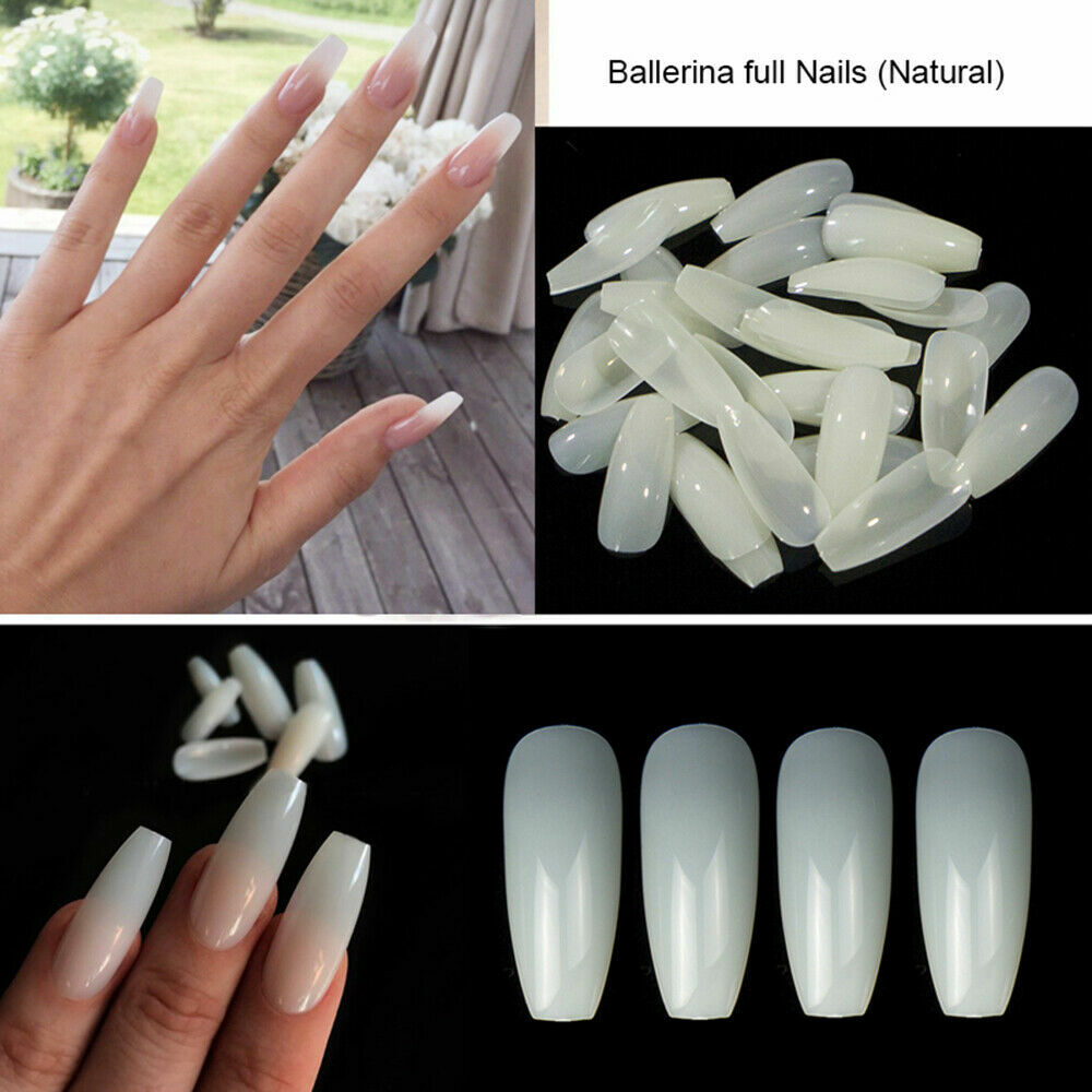 500pcs False Nails Display Tip Acrylic Ballerina Artificial Full Cover ...
