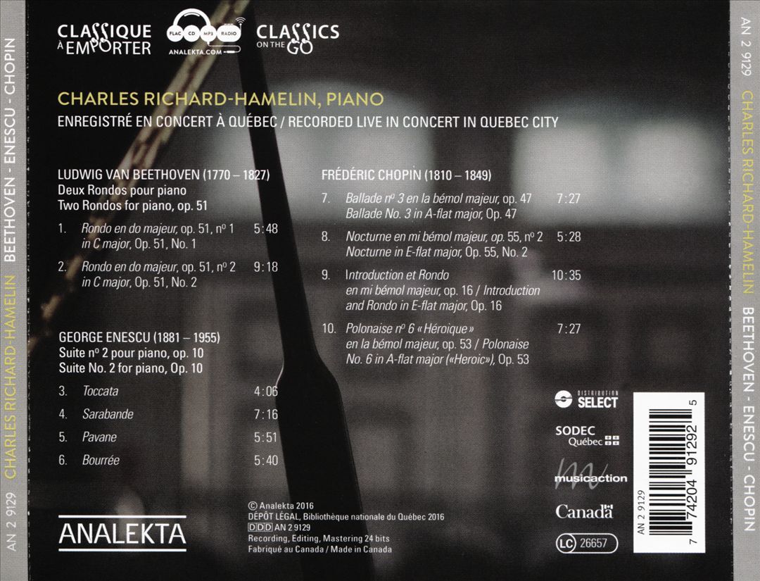 CHARLES RICHARD-HAMELIN LIVE: BEETHOVEN, ENESCU, CHOPIN NEW CD ...