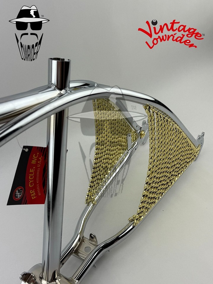 Vintage Lowrider 20" Square Twisted Frame Bottom Insert Chrome or Gold ...