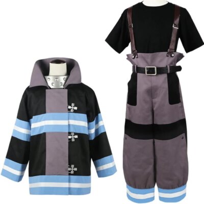 Fire Force Shinra Kusakabe Anime Fire Suit Overcoat Overalls Pants Belt ...