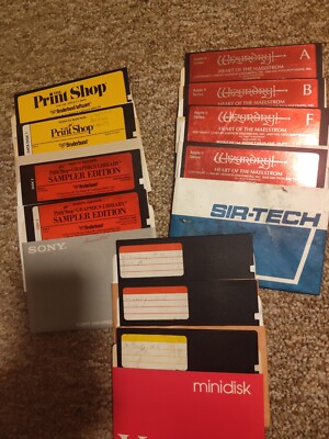 Lot of 11 floppy disks for Apple-Print Shop and Wizardry | eBay