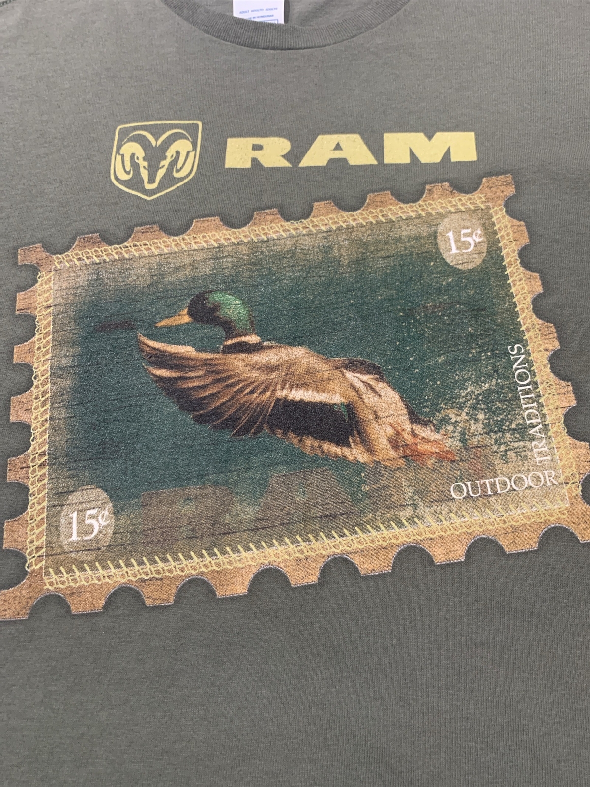 Dodge Ram Ducks Unlimited Stamp T-shirt Large Green - Gem