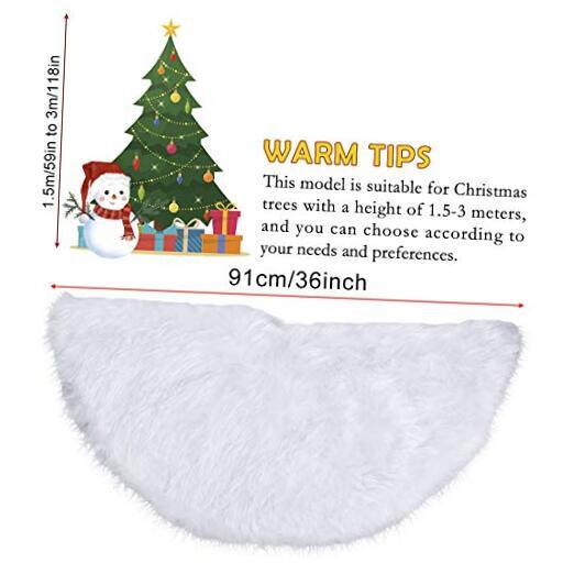 36inch Christmas Tree Skirt Snowy White Plush 36 inch Faux Fur Tree ...