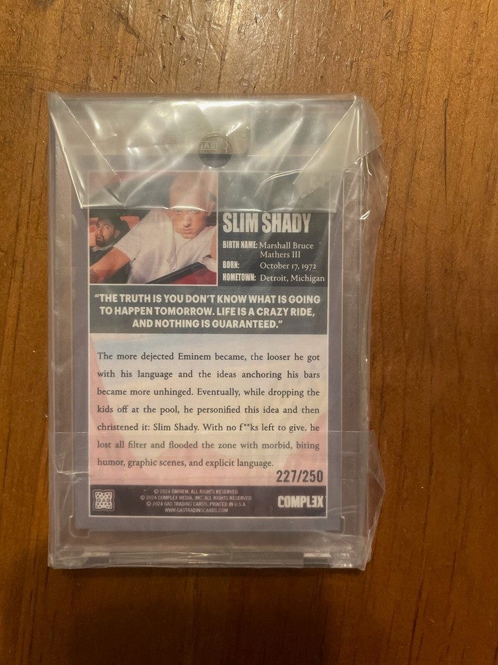eminem complex trading card Numbered To /250 | eBay