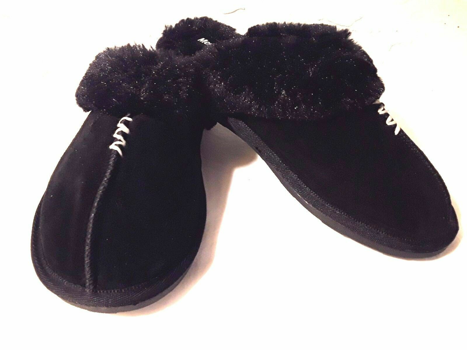 Slippers Women Size "5/6" "BLACK" INDOOR/OUTDOOR-GENUINE LEATHER-MEMORY ...