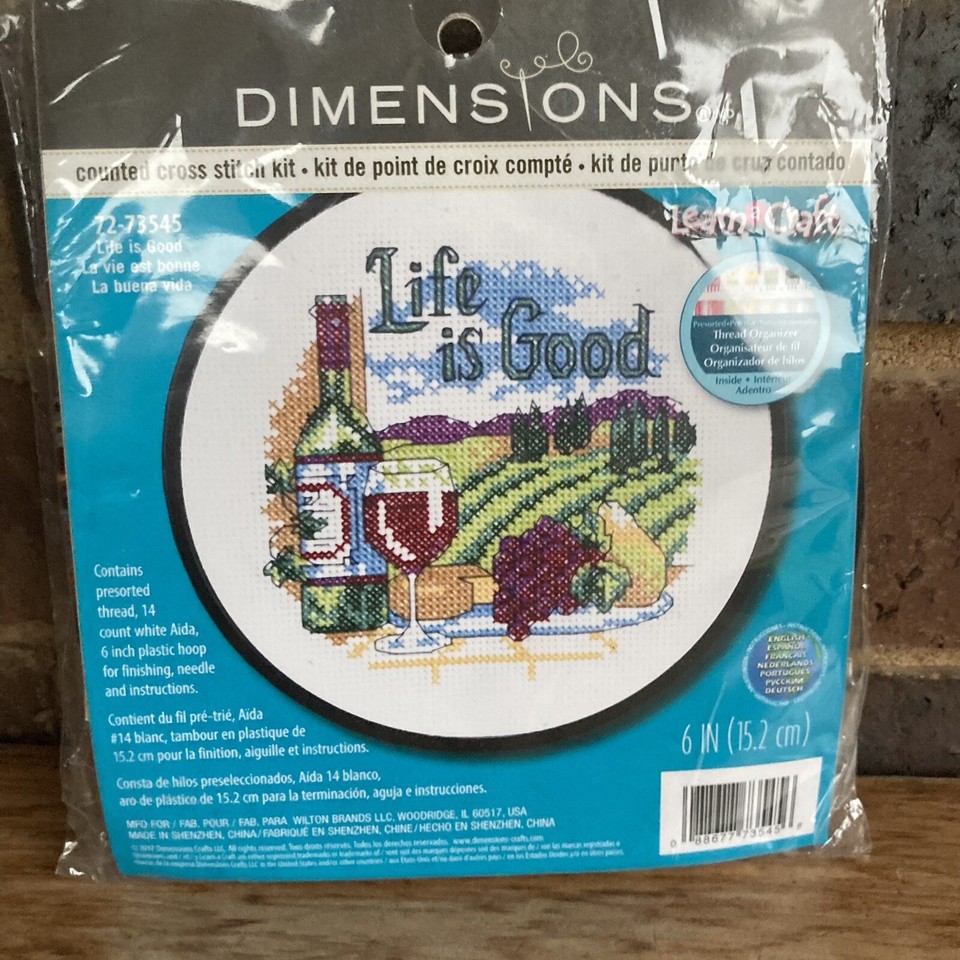 Dimensions Learn a Craft Cross Stitch Kit "Life is Good" w 6" Round ...