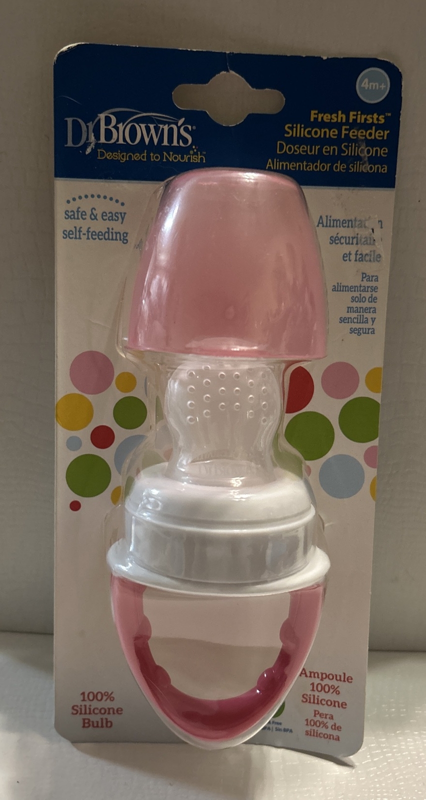 NEW~ Dr. Brown's Fresh Firsts Silicone Feeder Pink 4m+ Self Feeder For ...