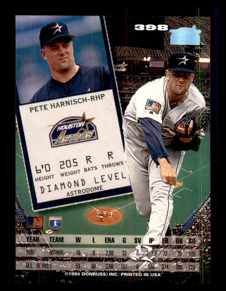 1994 BASEBALL 1994 Leaf Pete Harnisch Houston Astros #398 1 | eBay
