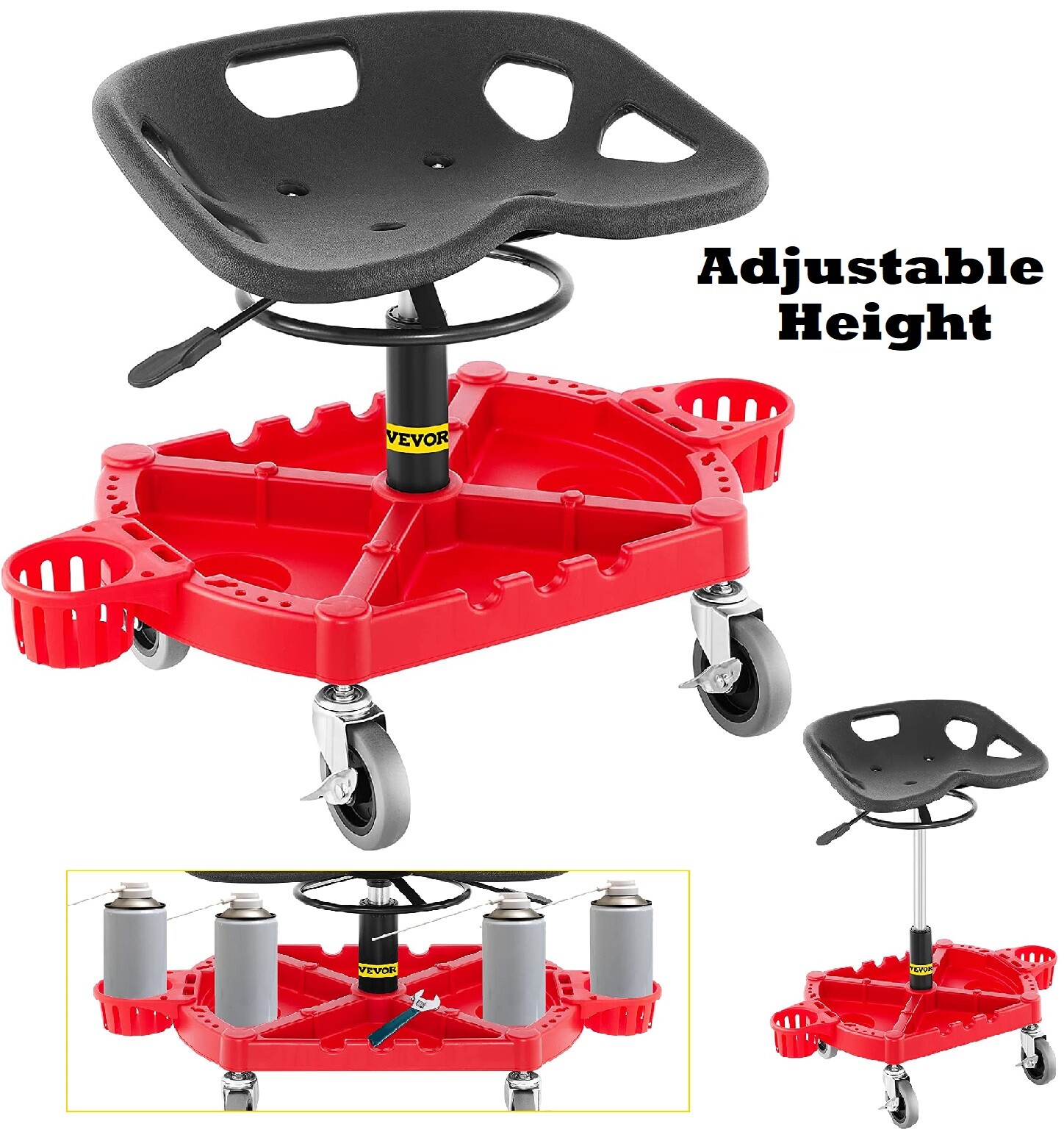 Mechanics Rolling Seat Stool Car Detailing Chair Shop Garage Organizer ...