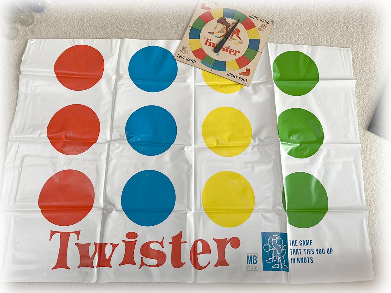 Vtg Milton Bradley Twister 1966 4645 Mat + Spinner, No Box, Printed ...