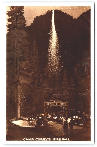 Postcard RPPC, Camp Curry's Fire Fall Yosemite California Unposted | eBay