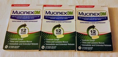 Mucinex DM Expectorant& Cough Suppressant 3pk x 14=42 Tablets EXP 08/ ...