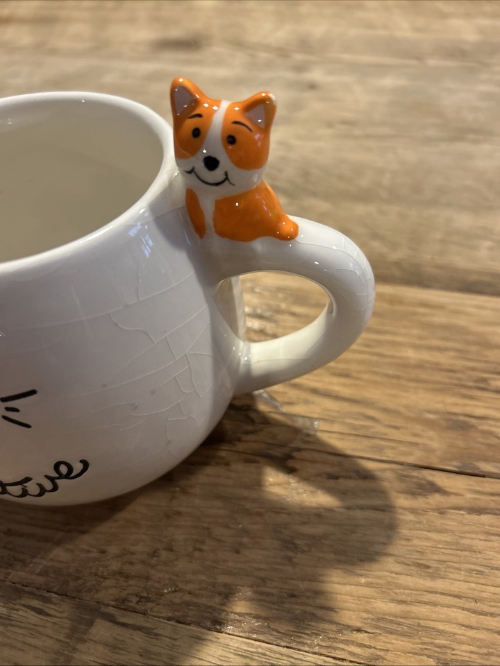 Stay Pawsitive Dog Mug Corgi Handle Ceramic Coffee Cup Cute Gift | eBay