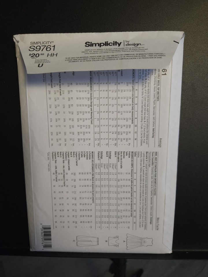 Simplicity Sewing Pattern 9761 Dresses, Tops, Trousers HH (3-4-5-6) | eBay