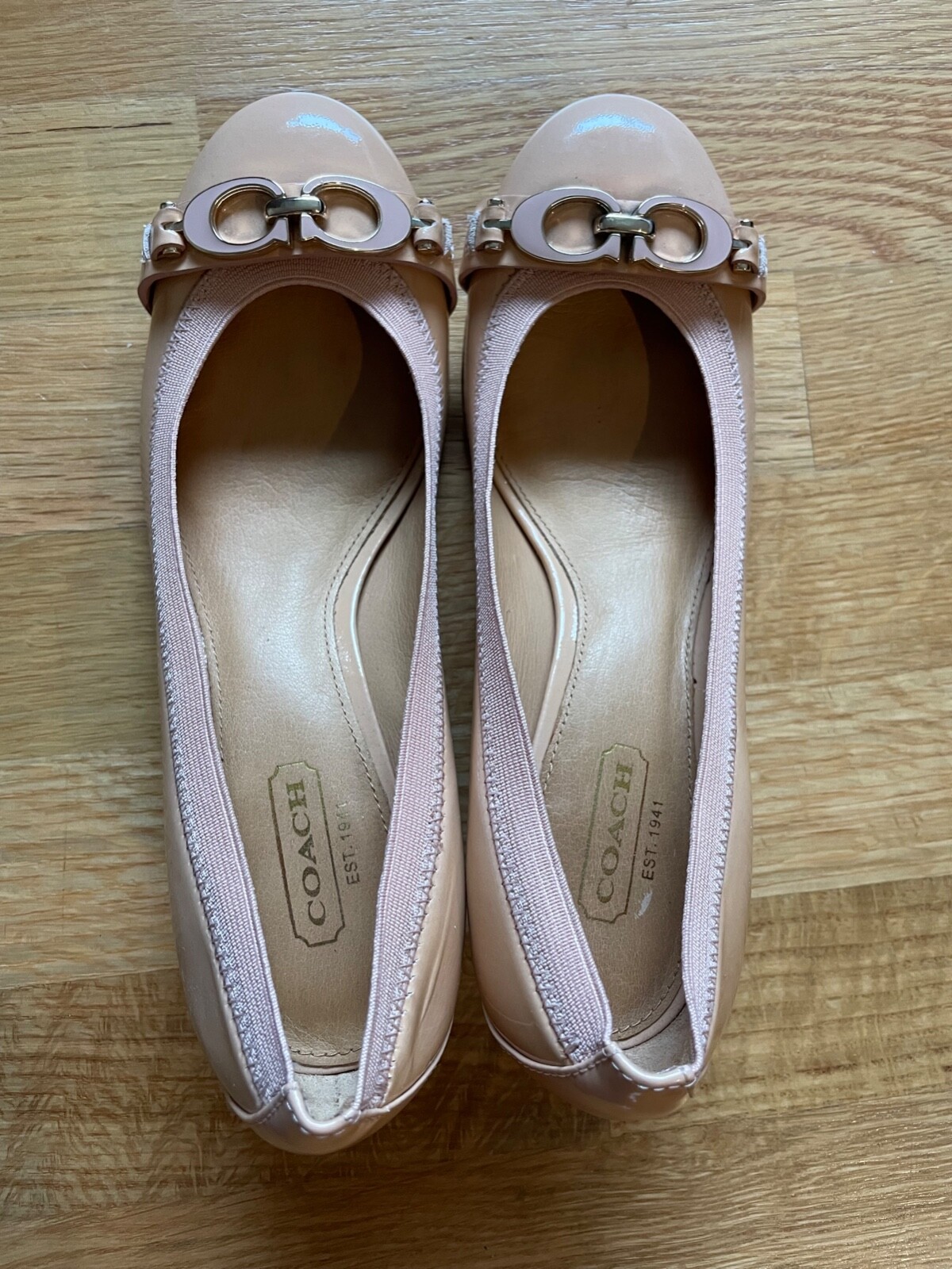 Coach Tandy Blush Patent Leather Logo Horsebit Block … - Gem