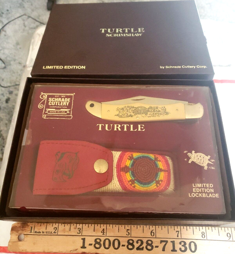 SCHRADE USA TURTLE AMERICAN INDIAN SCRIMSHAW LOCK BACK FOLDING POCKET ...