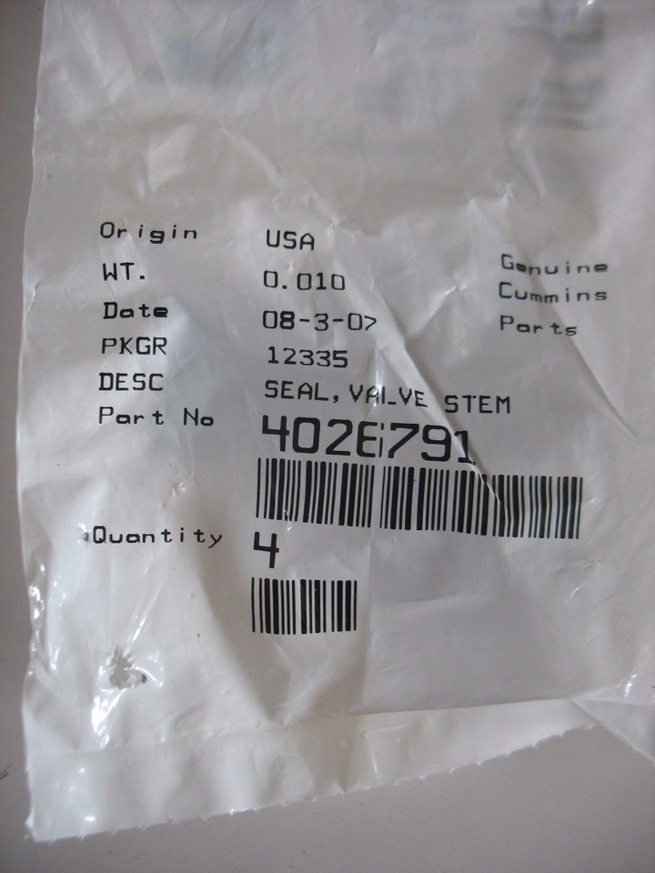 NOS Cummings Valve Stem seals # DS- 4026791 / DS-4312008 pkg 4 | eBay