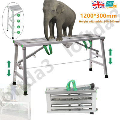 Heavy Duty Aluminium Hop Up Step Ladder Folding Stool Work Bench ...