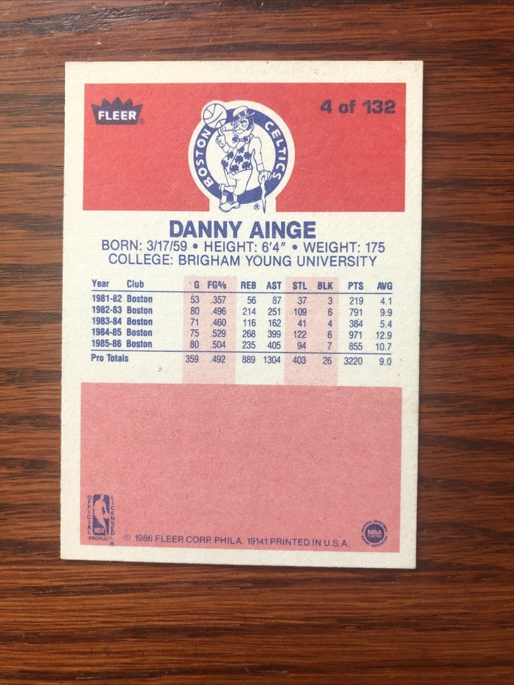 1986-87 Fleer Danny Ainge Boston Celtics Rookie Card #4 RC | eBay