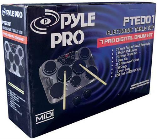 Pyle PTED01 Electronic Table Digital Drum Kit Top w/ 7 Pad Digital Drum ...
