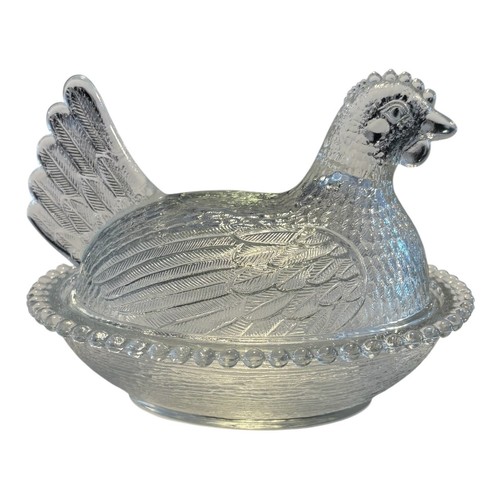 Vintage Indiana Glass Hen on Nest Candy Dish Clear Glass Chicken Dish ...