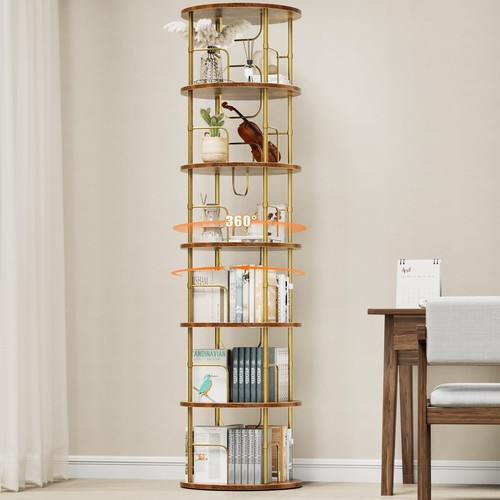 6 Tier Rotating Bookshelf, 360 ° Display Stackable Spinning Bookshelf ...