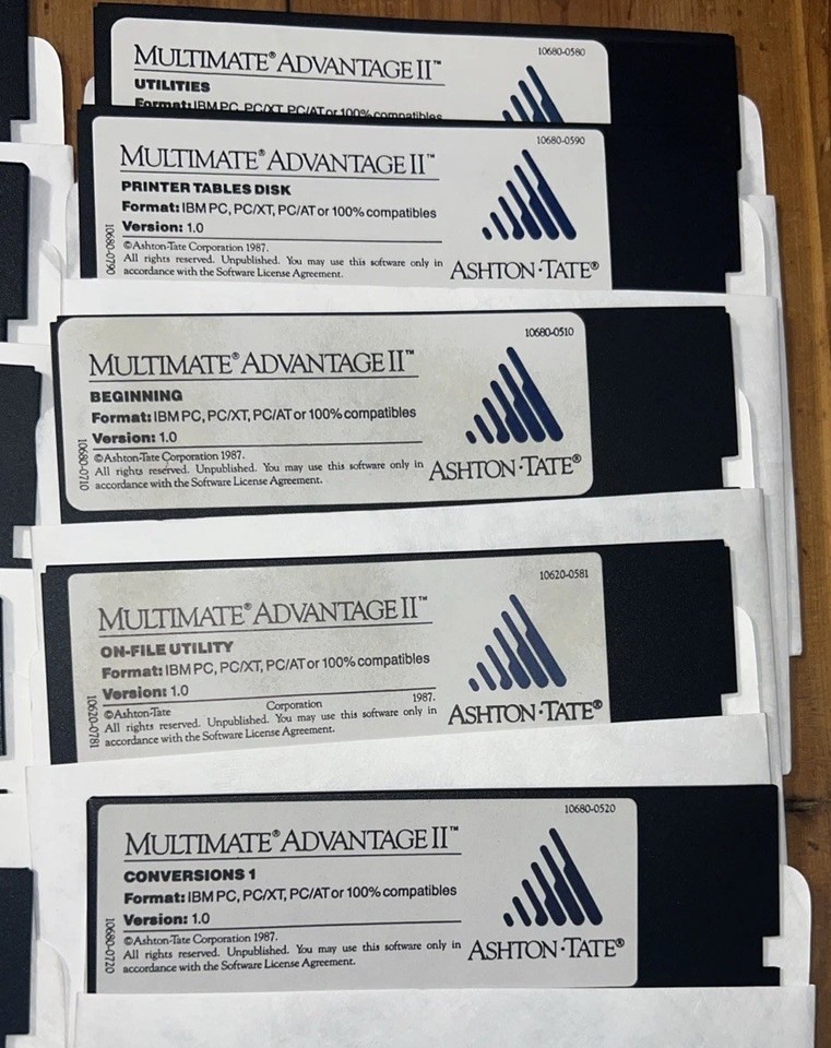 Ashton Tate Multimate Advantage II 10 Retro Software IBM Floppy Discs ...